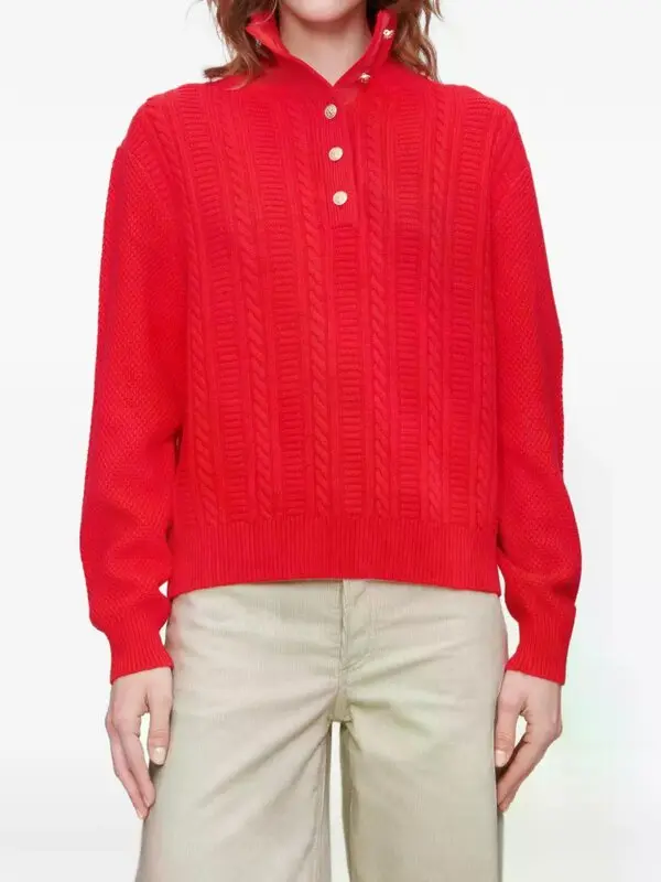 A.p.c. Thea Cable-knit Button Sweater - Red