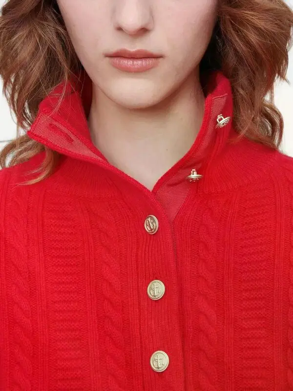 A.p.c. Thea Cable-knit Button Sweater - Red