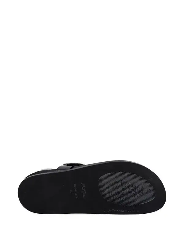 ALOHAS Leather Flat Sandals - Black