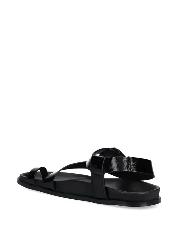 ALOHAS Leather Flat Sandals - Black