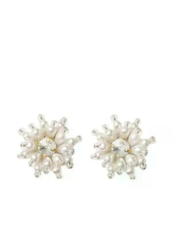 VANINA Beaded Crystal Earrings - White
