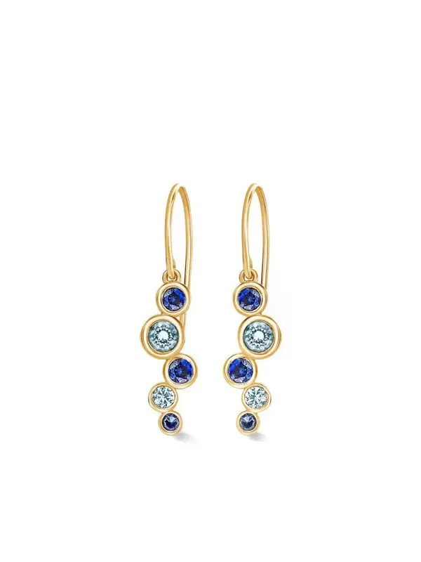 DOWER & HALL 18kt Yellow Cascade Sapphire And Aquamarine Earrings - Gold
