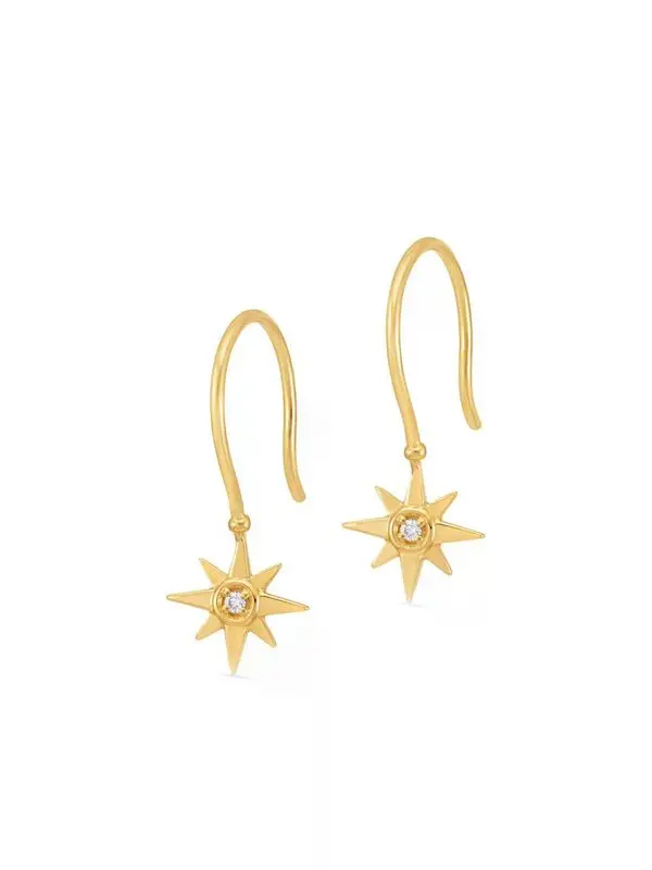 DOWER & HALL 14kt Yellow North Star Diamond Earrings - Gold