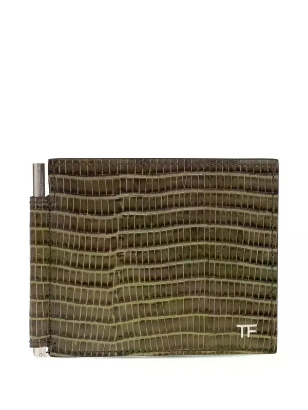 TOM FORD Crocodile-effect Leather Cardholder - Green