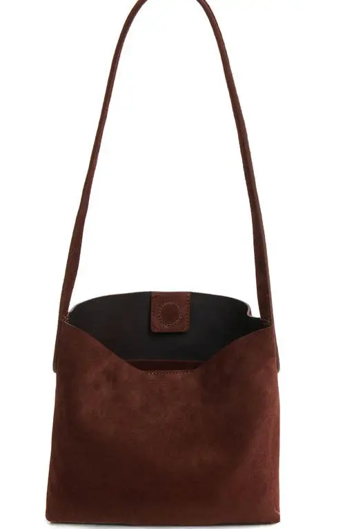 MANSUR GAVRIEL Small Everyday Cabas Suede Hobo Bag - Chocolate