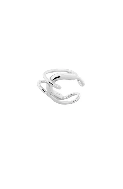 PIERETTI Clau Twisted Ear Cuff - Silver Plate