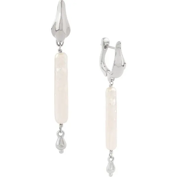 ASTOR & ORION Artemis Pearl Huggies - Silver