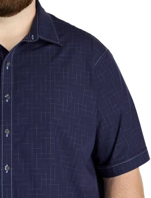 SYNRGY BY DXL Big & Tall Tonal Plaid Sport Shirt - Navy