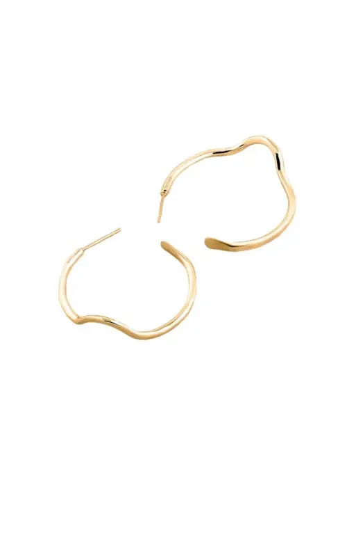 PIERETTI Noele Wave Large Hoop Earrings - Gold Plate