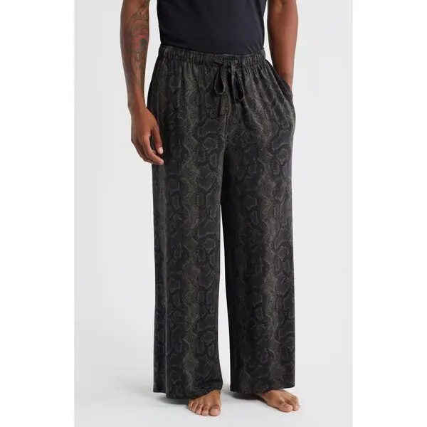 SAVAGE X FENTY Wide Leg Pajama Pants - Black Caviar Boa Baddie Print