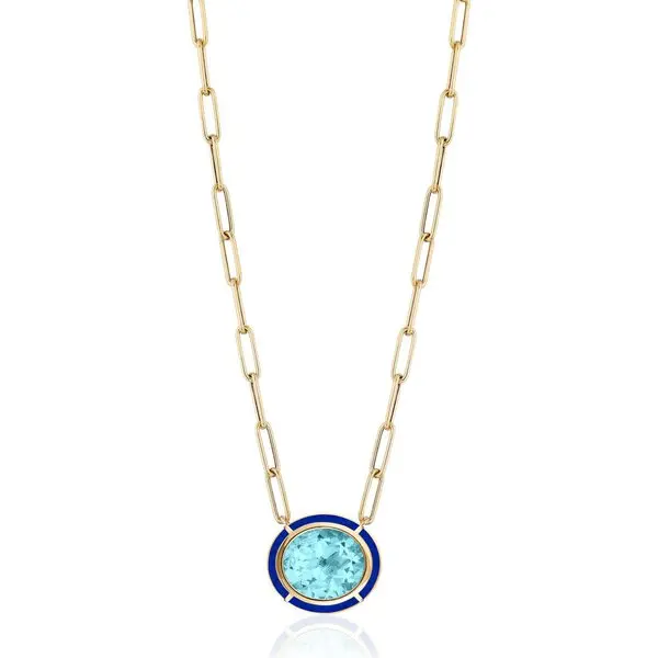 Goshwara Melange Blue Topaz Pendant Necklace - Blue Topaz/lapis