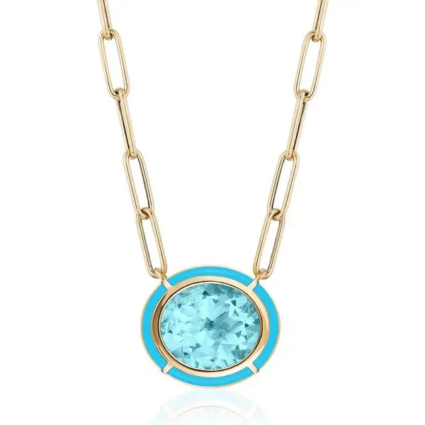 Goshwara Melange Blue Topaz Pendant Necklace - Blue Topaz/turquoise