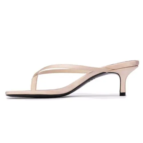 BLACK SUEDE STUDIO Tash 50 Satin Thong Sandal - Champagne Satin
