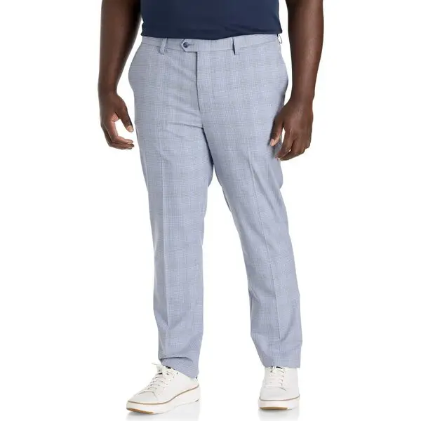 SYNRGY BY DXL Big & Tall Plaid Machine-washable Suit Pants - Blue