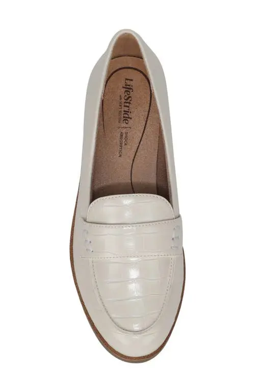 LIFESTRIDE Leopard Print Wedge Loafer - Bone