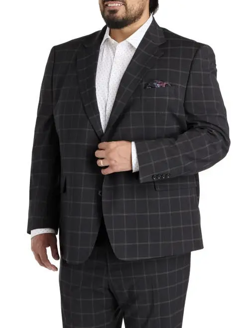 TALLIA Big & Tall Windowpane Suit Jacket
