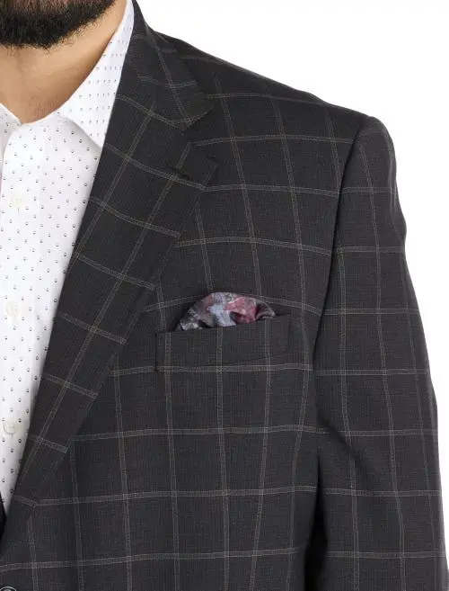 TALLIA Big & Tall Windowpane Suit Jacket