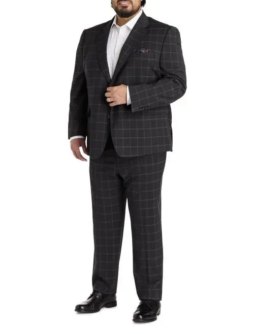 TALLIA Big & Tall Windowpane Suit Jacket