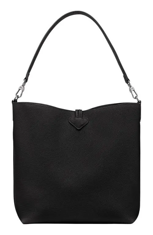 Longchamp Le Roseau Leather Hobo Bag - Black