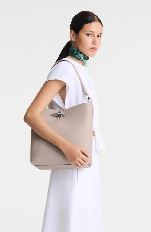 Longchamp Le Roseau Leather Hobo Bag - Clay