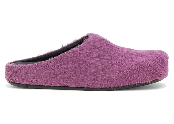 Marni Long Hair Calfskin Fussbett Sabot Mule - Prune Violet
