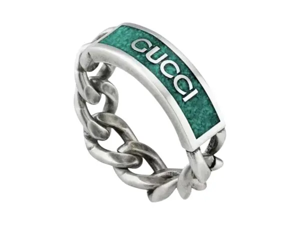 Gucci Enamel Ring - Teal/black