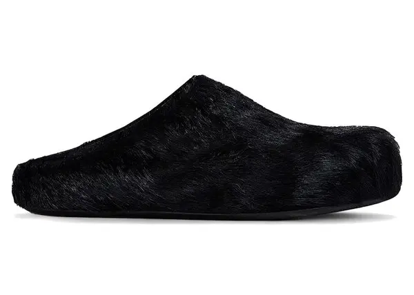 Marni Long Hair Calfskin Fussbett Sabot Mule - Black