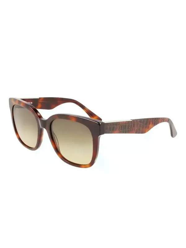 Lacoste Crocodile-effect Square-frame Sunglasses - Brown