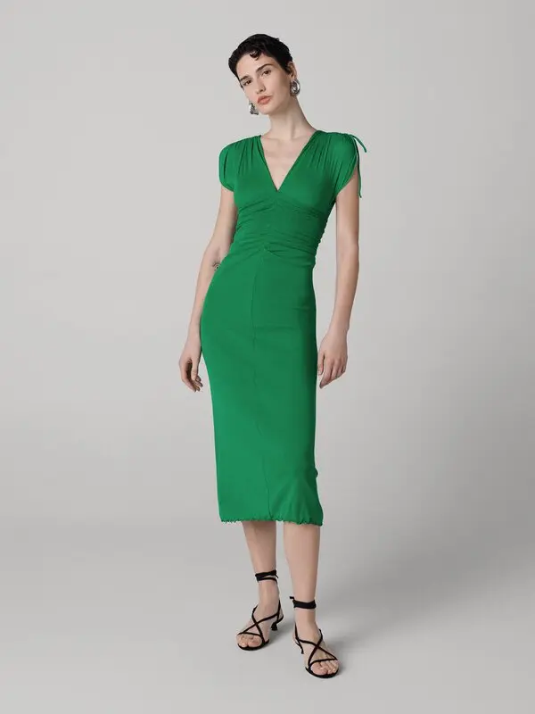 Diane Von Furstenberg Charlotte Dress In Signature Green - 60% Off |  Editorialist