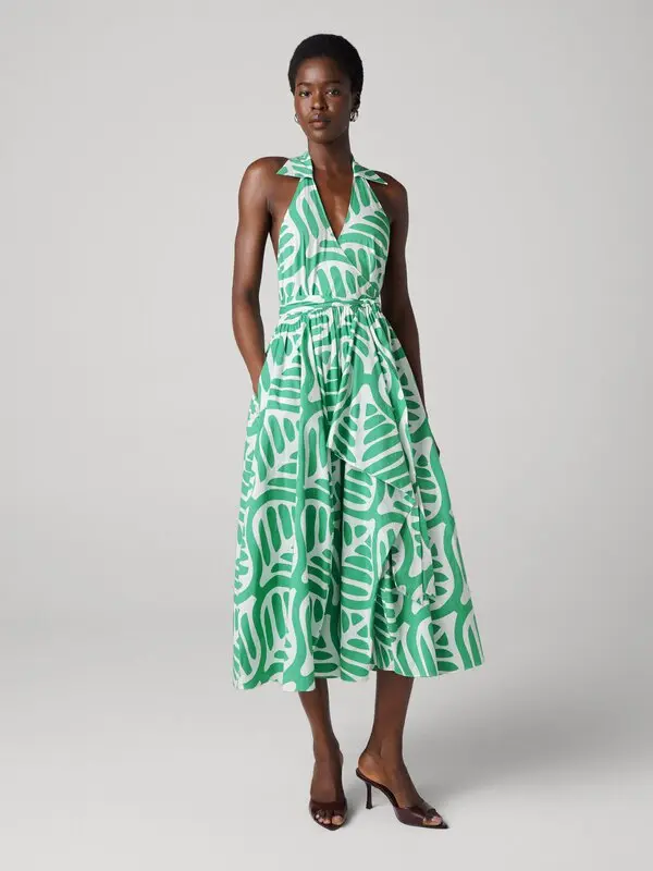 green emerald velvet dress Julian Floral Wrap Dress main image 0