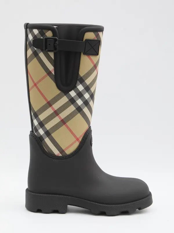 Burberry Check Rainboots - Black
