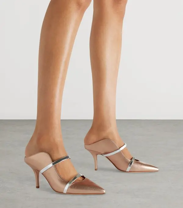 MALONE SOULIERS Metallic Leather Maureen Mules - Gold