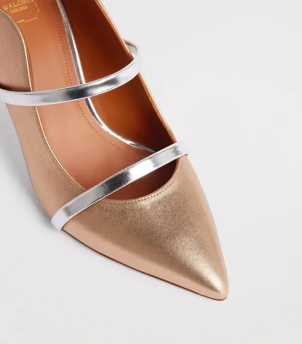 MALONE SOULIERS Metallic Leather Maureen Mules - Gold