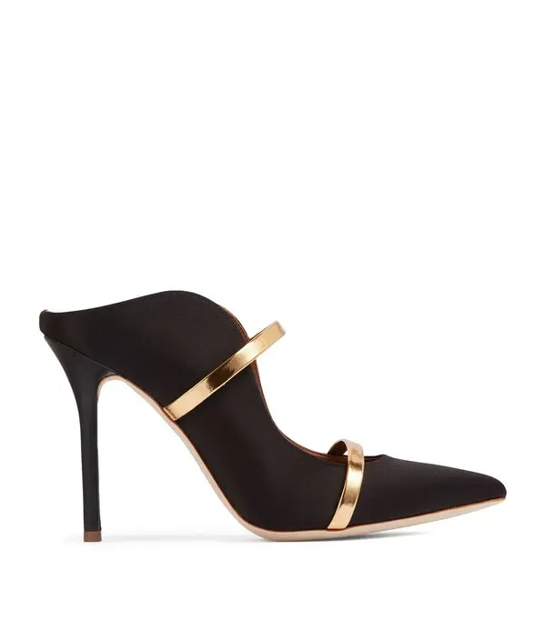 MALONE SOULIERS Maureen 100 Satin Mules - Black