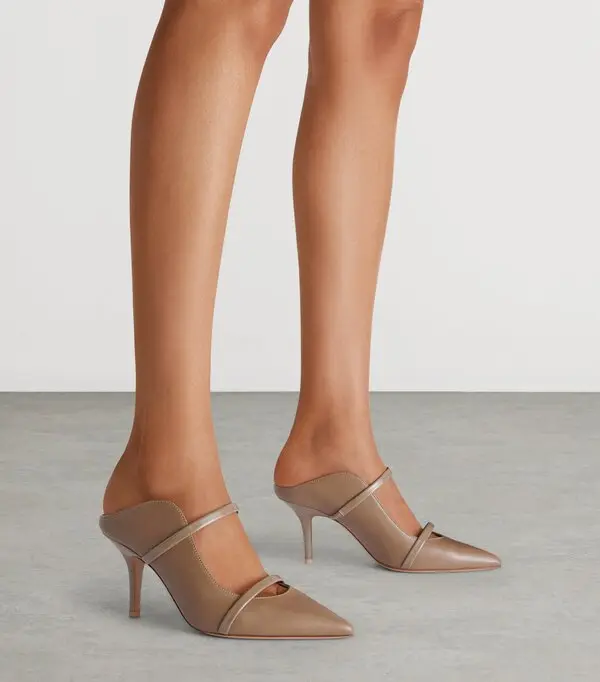 MALONE SOULIERS Maureen 70 Leather Heeled Mules - Neutral