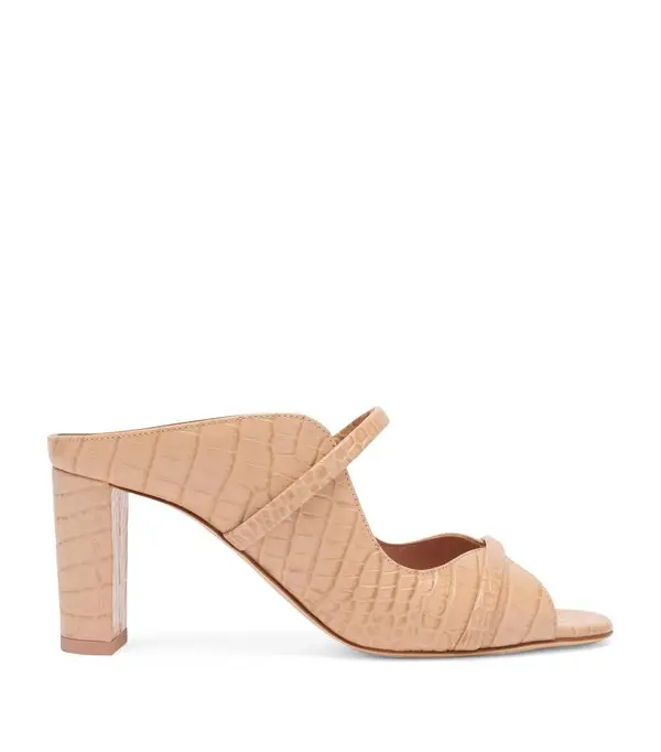 MALONE SOULIERS Croc-embossed Norah Heeled Sandals - Beige