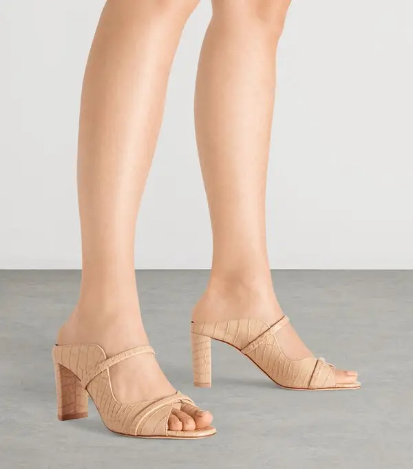 MALONE SOULIERS Croc-embossed Norah Heeled Sandals - Beige