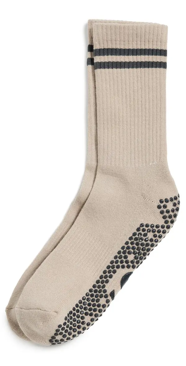 STEMS Striped Grip Socks - Taupe