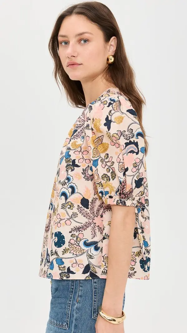 Ulla Johnson Coralie Short Sleeve Blouse - Magnolia