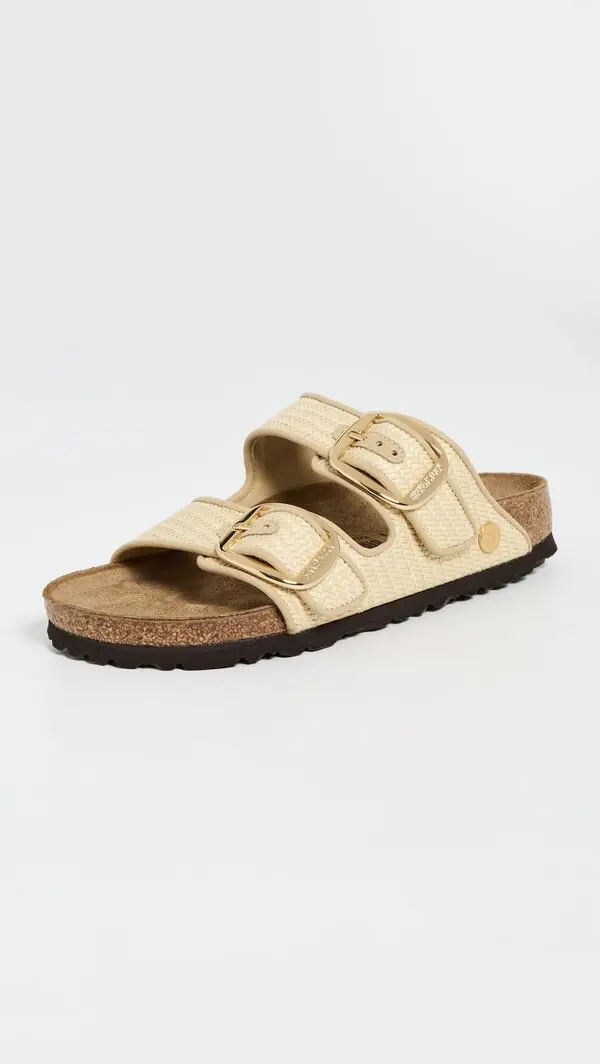 BIRKENSTOCK Arizona Big Buckle Raffia Sandals - Natural