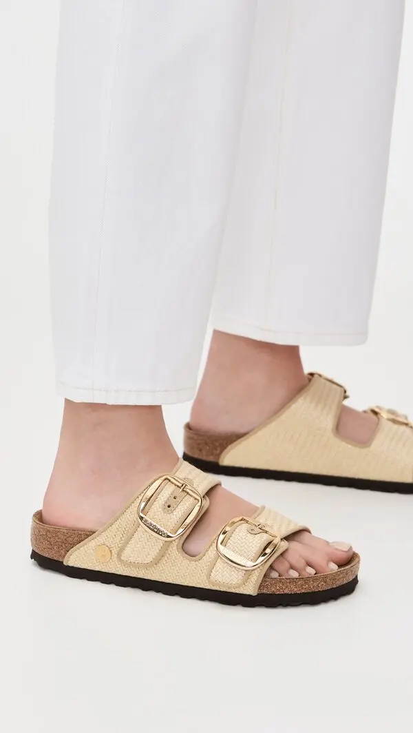 BIRKENSTOCK Arizona Big Buckle Raffia Sandals - Natural