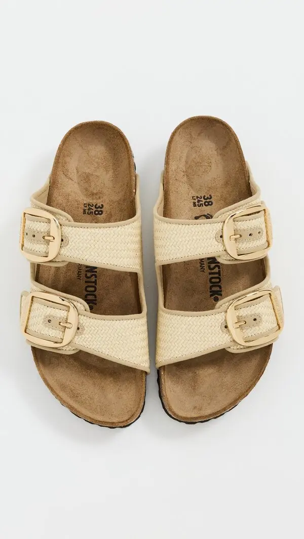 BIRKENSTOCK Arizona Big Buckle Raffia Sandals - Natural