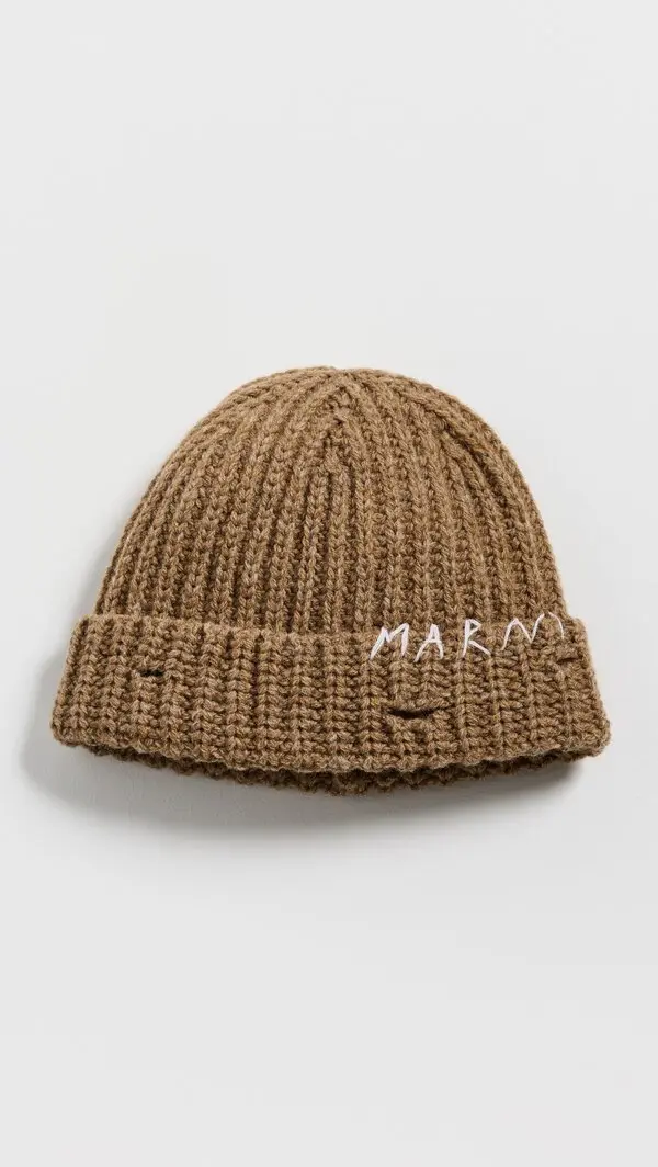 Marni Broken Fisherman Wool Beanie - Hazelnut