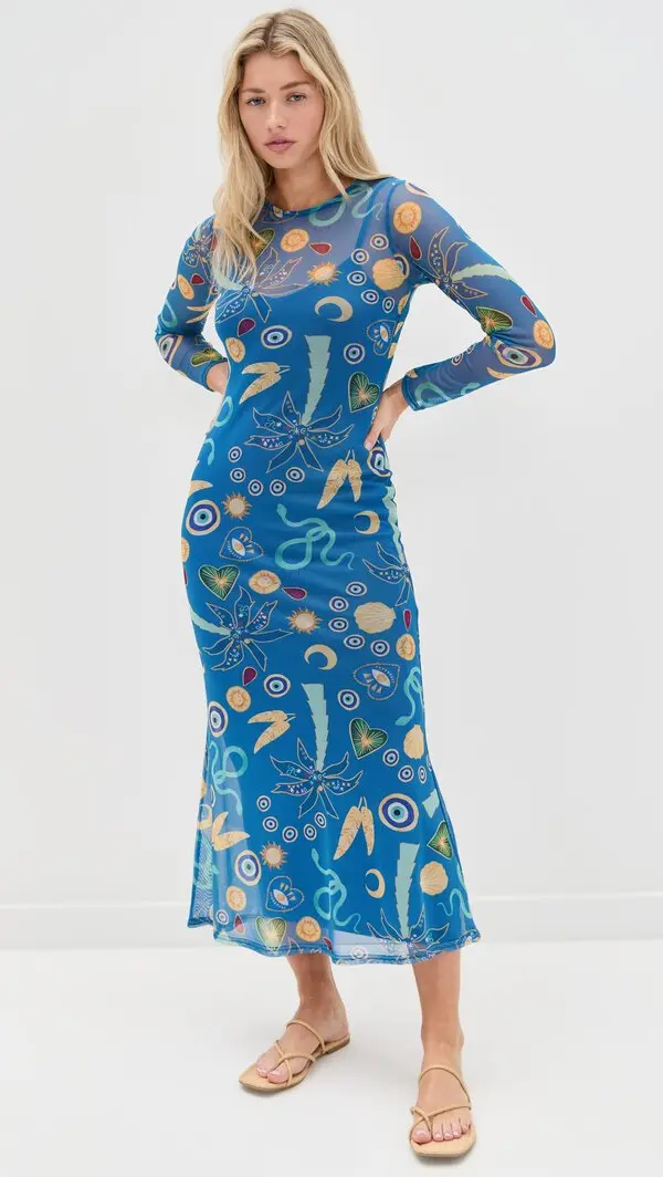 Never Fully Dressed Azura Charms Mesh Maxi Dress In Blue - 40% Off |  Editorialist