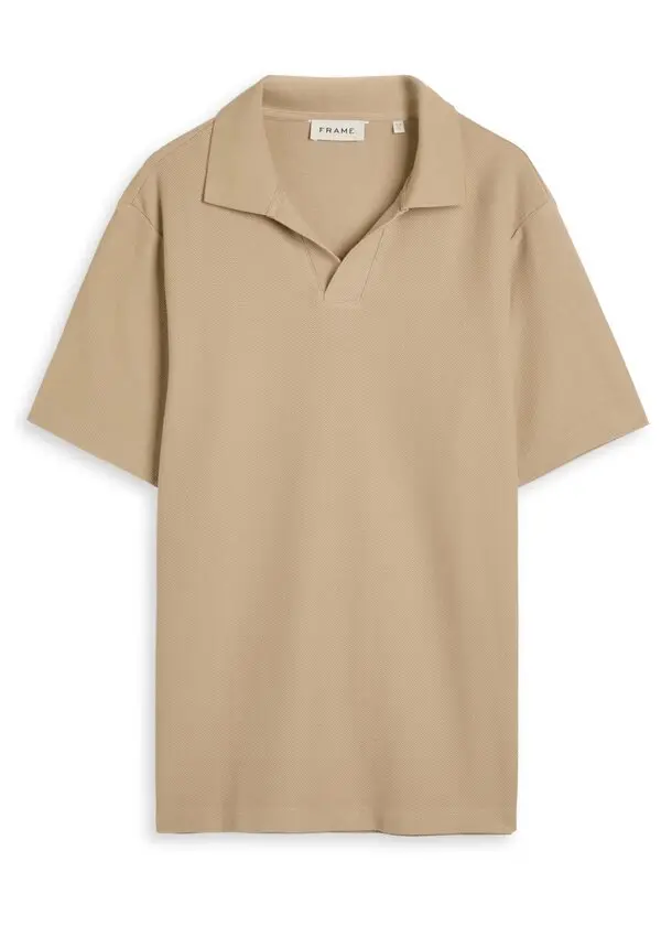FRAME Piqué Cotton Polo Shirt - Khaki