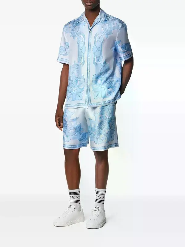 Versace Barocco-print Short-sleeve Shirt