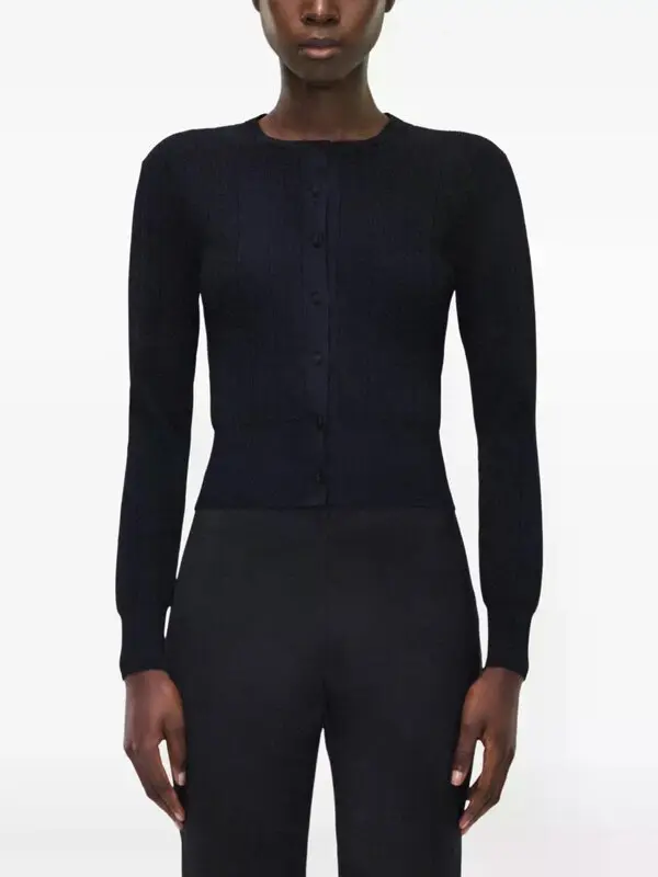 Adam Lippes Jacquard Crew-neck Cardigan - Black