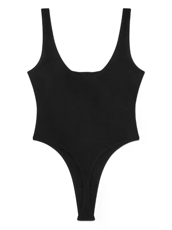 Versace Logo Ribbed Bodysuit - Black
