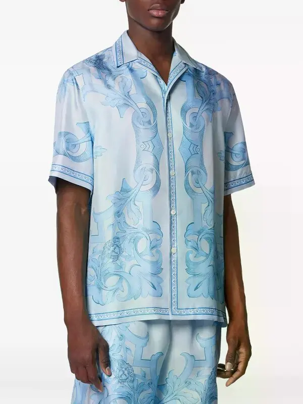Versace Barocco-print Short-sleeve Shirt