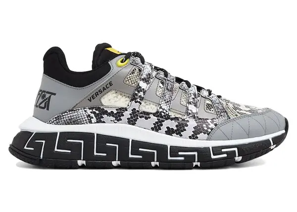 Versace Trigreca Snakeskin Sneakers - Grey
